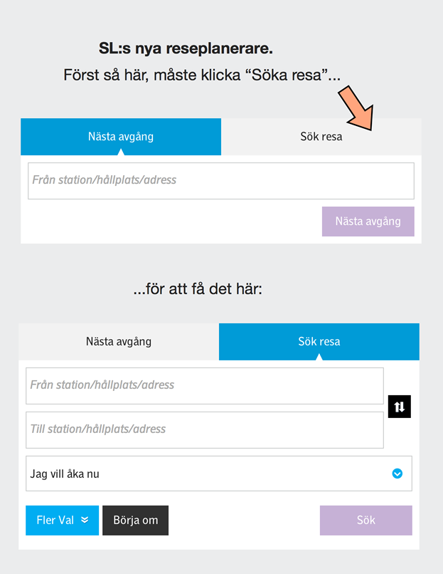 Designidéer till SL:s reseplanerare